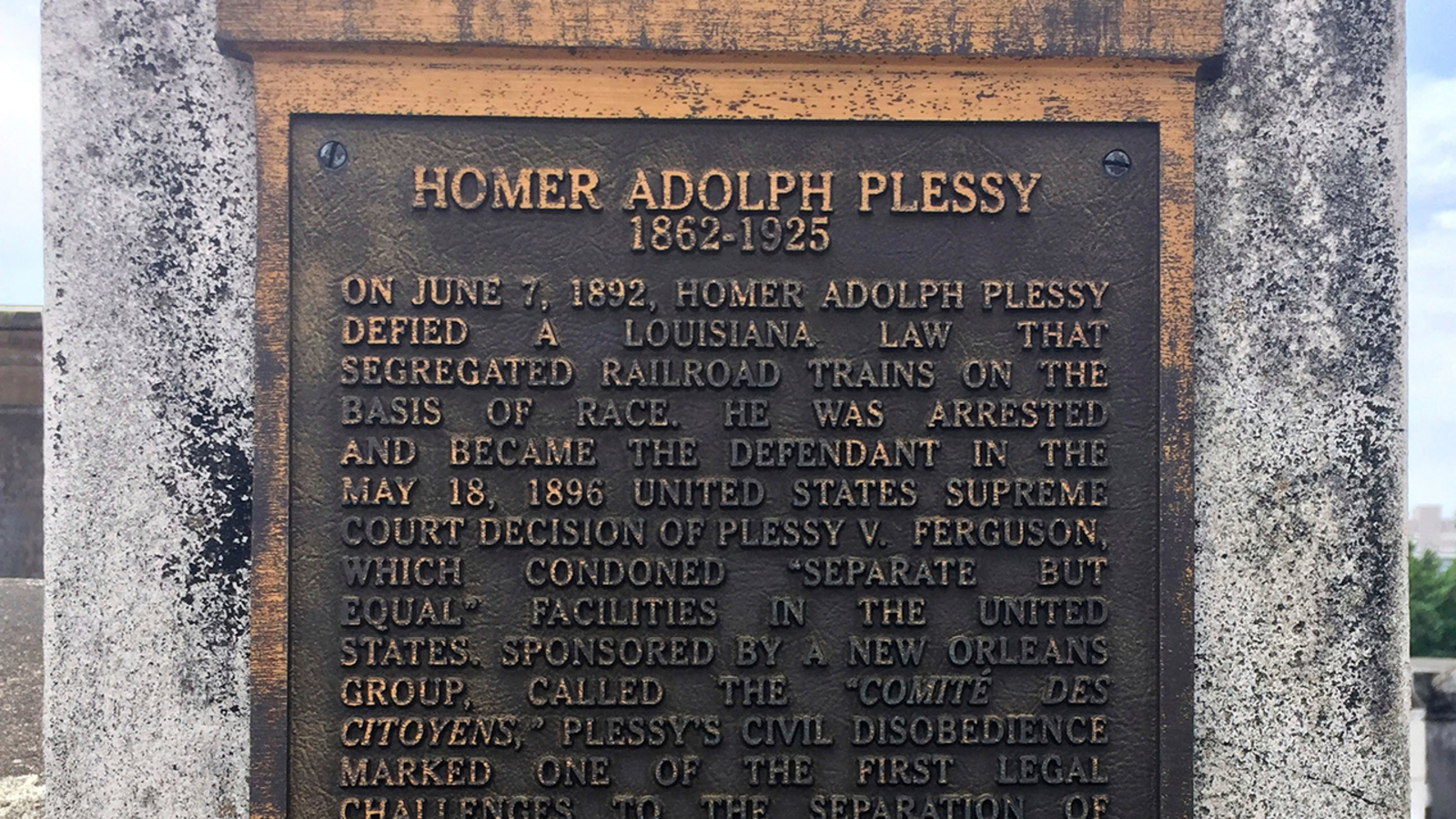 Homer Plessy, Black man behind ‘separate but equal’ ruling, has - Utica ...