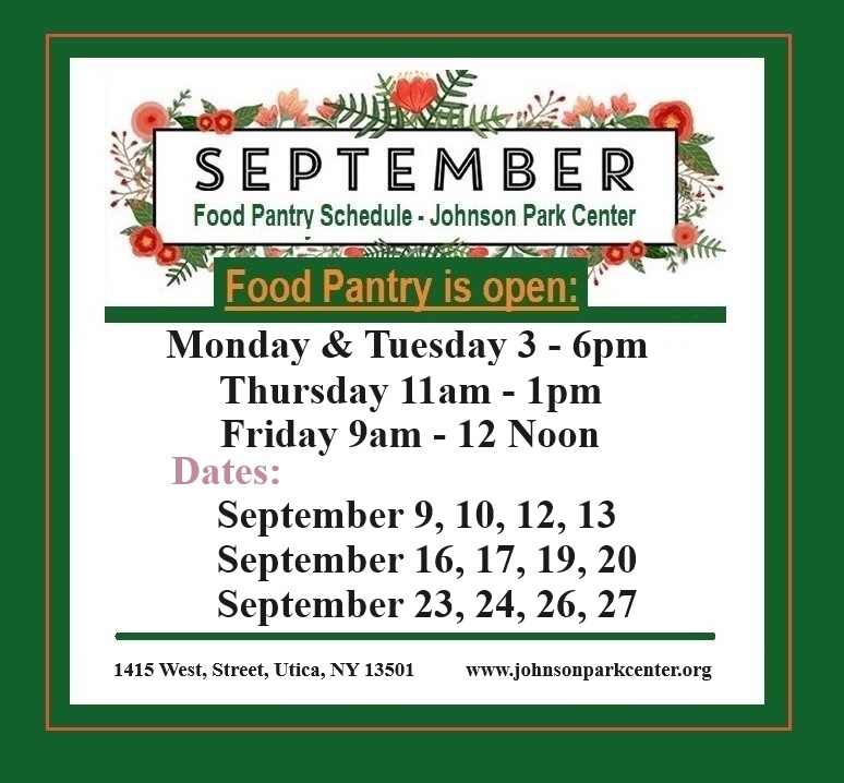September 2024 JPC Free Choice Food Pantry Schedule Opening